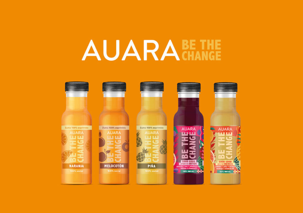 Auara presenta su nueva gama de zumos 100% social